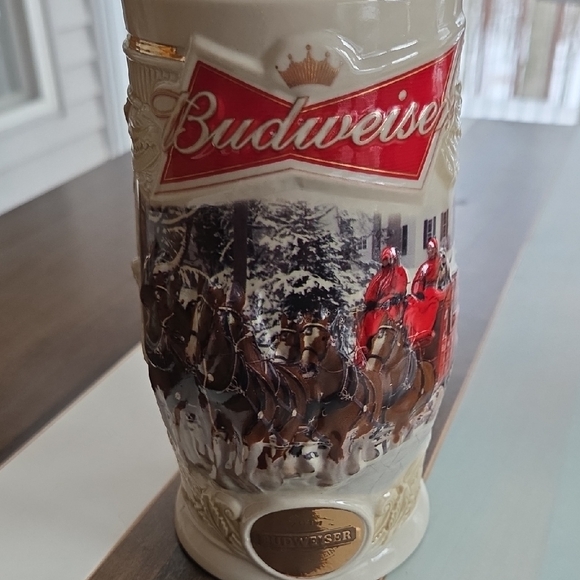 Budweiser | Holiday | Budweiser Winter Scene Stein With Red And Cream ...
